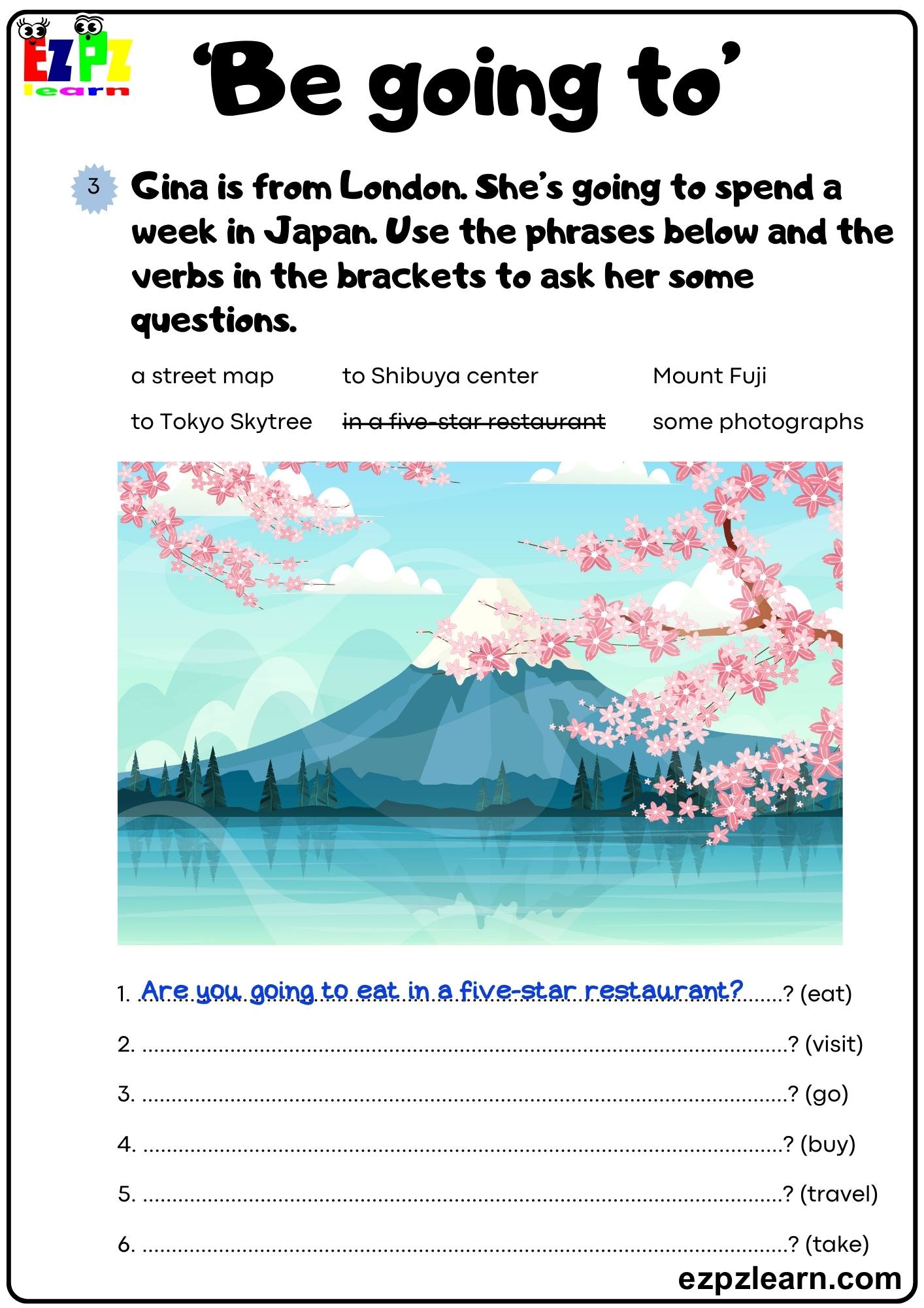 'Be Going To' Use the phrases to write sentences to ask questions. Bk2 Grammar Worksheet ...